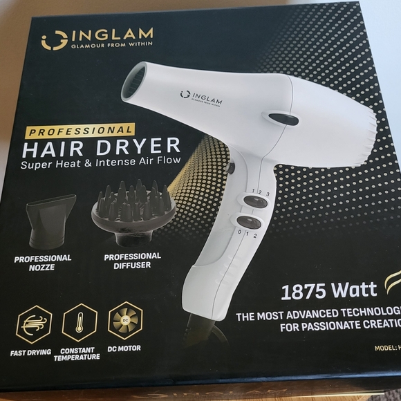 Inglam | Hair | New In Box Inglam Professional 875 W Hair Dryer Super ...